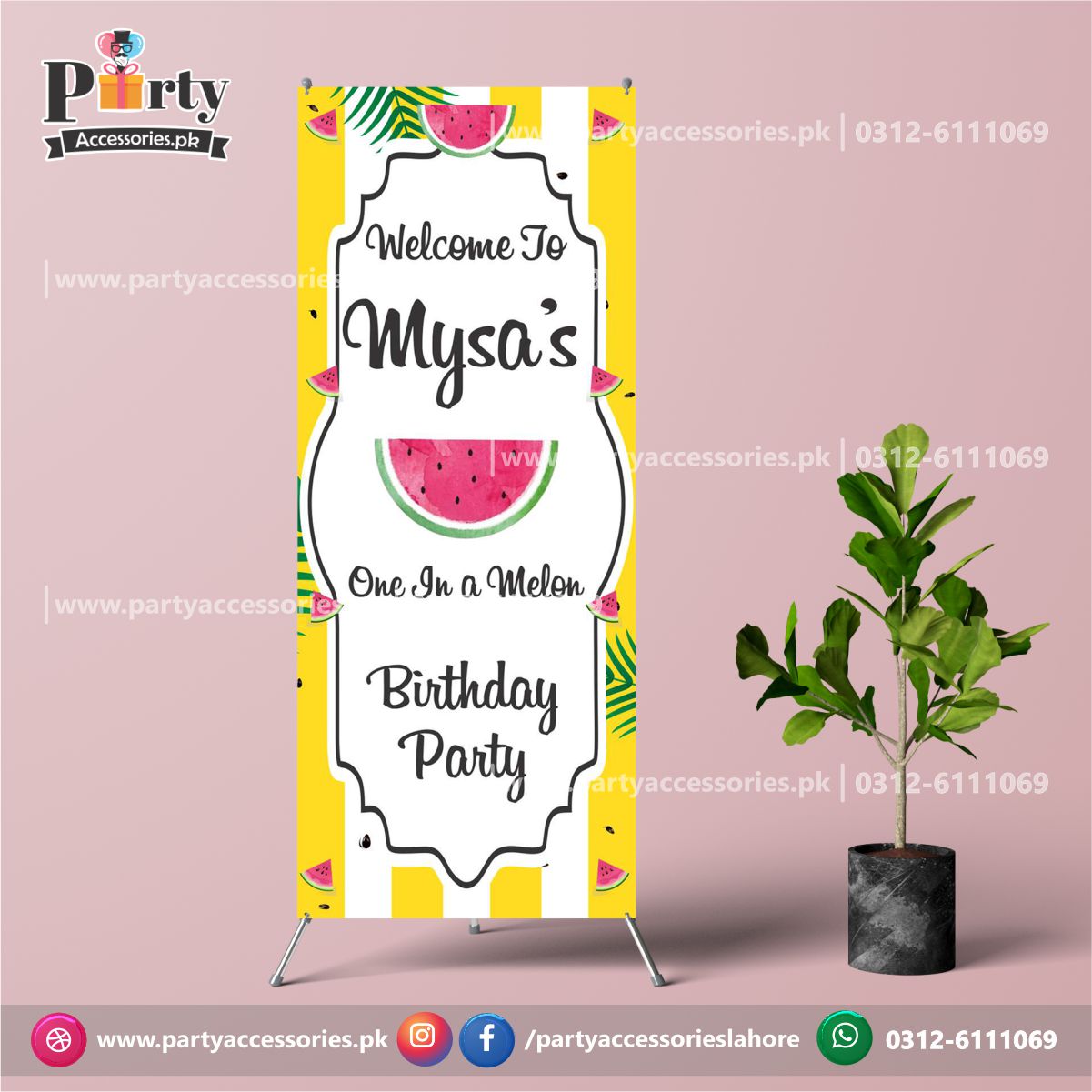 Welcome Standee in One in a melon Theme Birthday Party ...