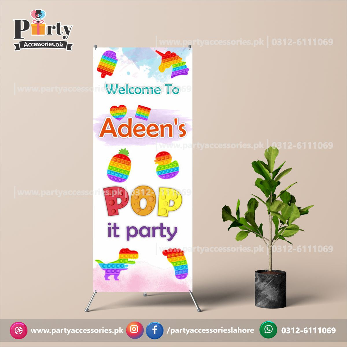 Customized Welcome Standee for Pop It Party theme party ...
