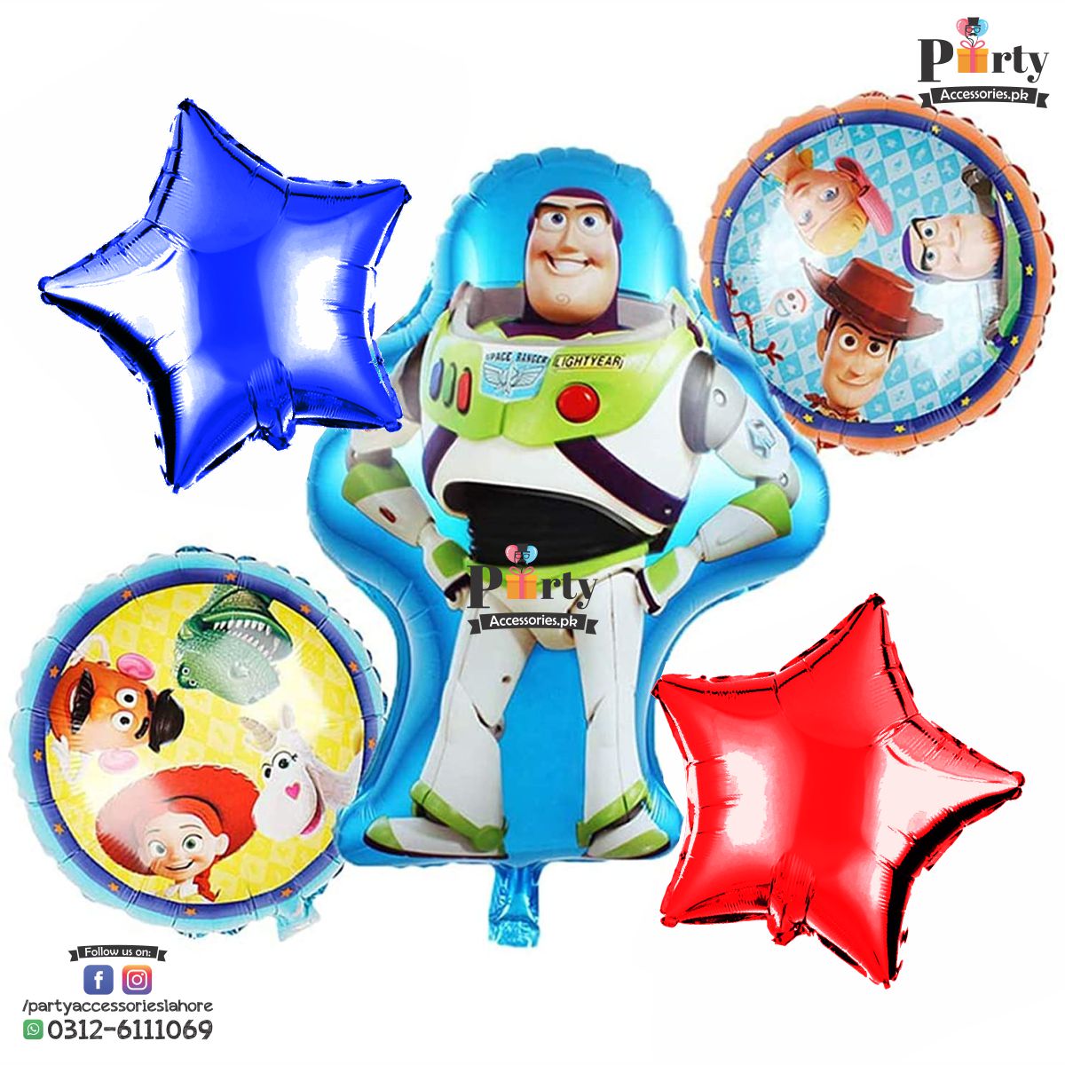 Toy Story Foil Balloons Set – 5-Piece Birthday Party Decor ...