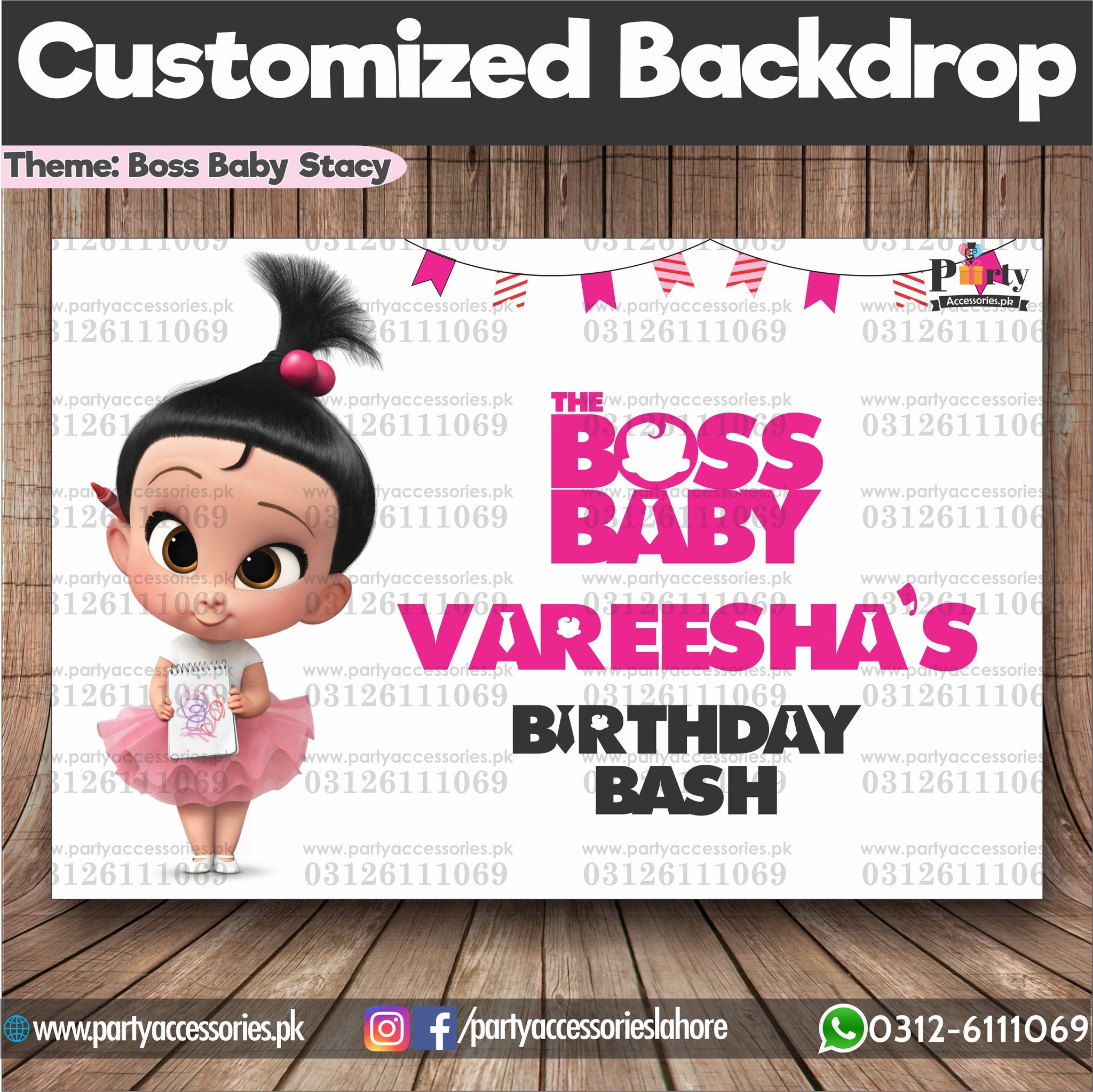 Boss Baby Stacy Birthday Party Backdrop | 100% Customizable ...