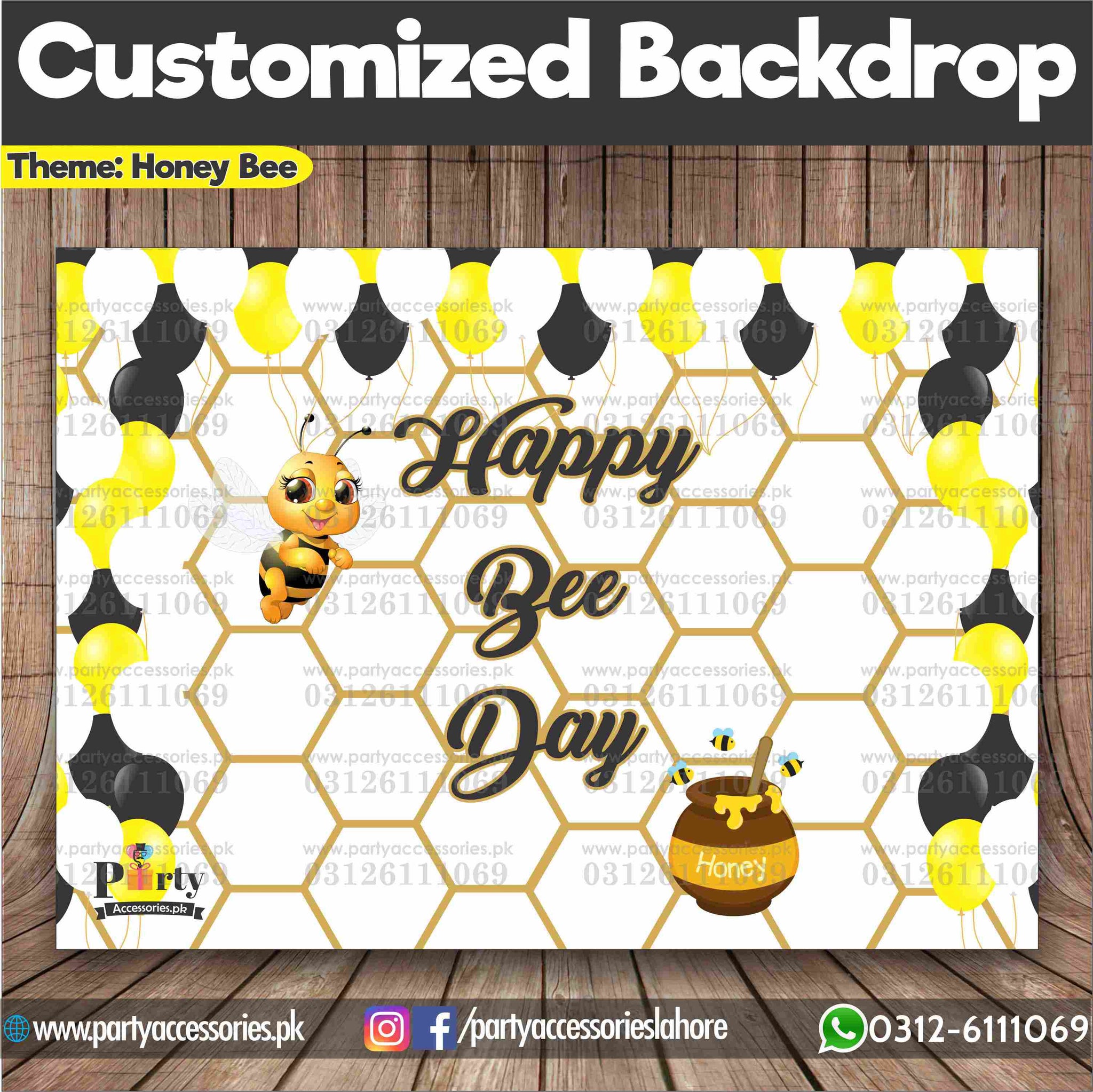 Customized Honey Bee Theme Birthday Backdrop – PartyAccessories.com.pk