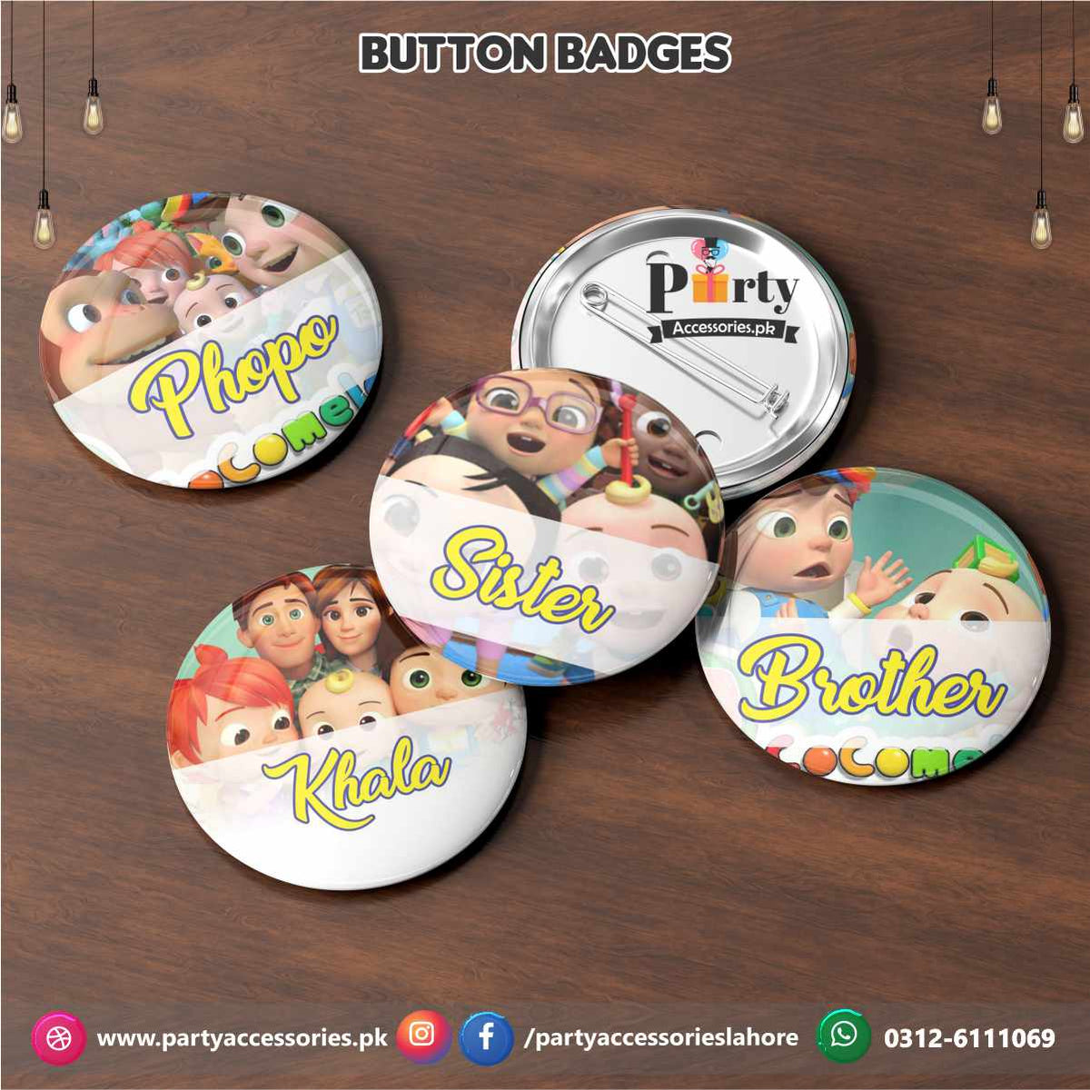 Personalized Cocomelon Button Badges: 6-Pack of Custom Pins ...