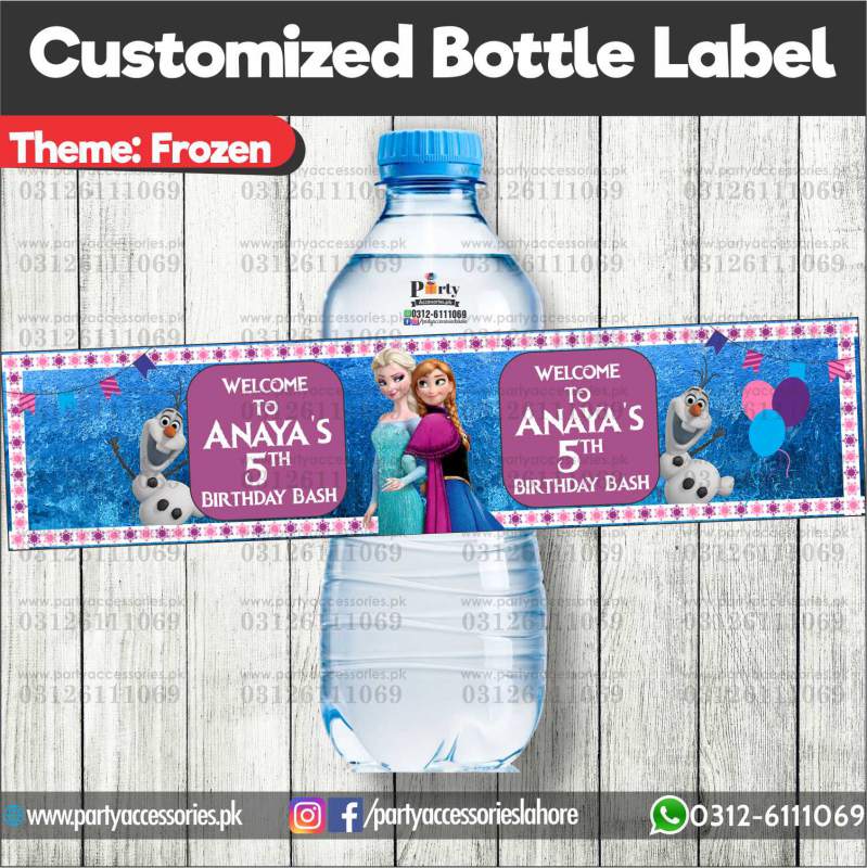 Frozen Elsa Bottle Labels: 6-Pack Customized Party Decor ...