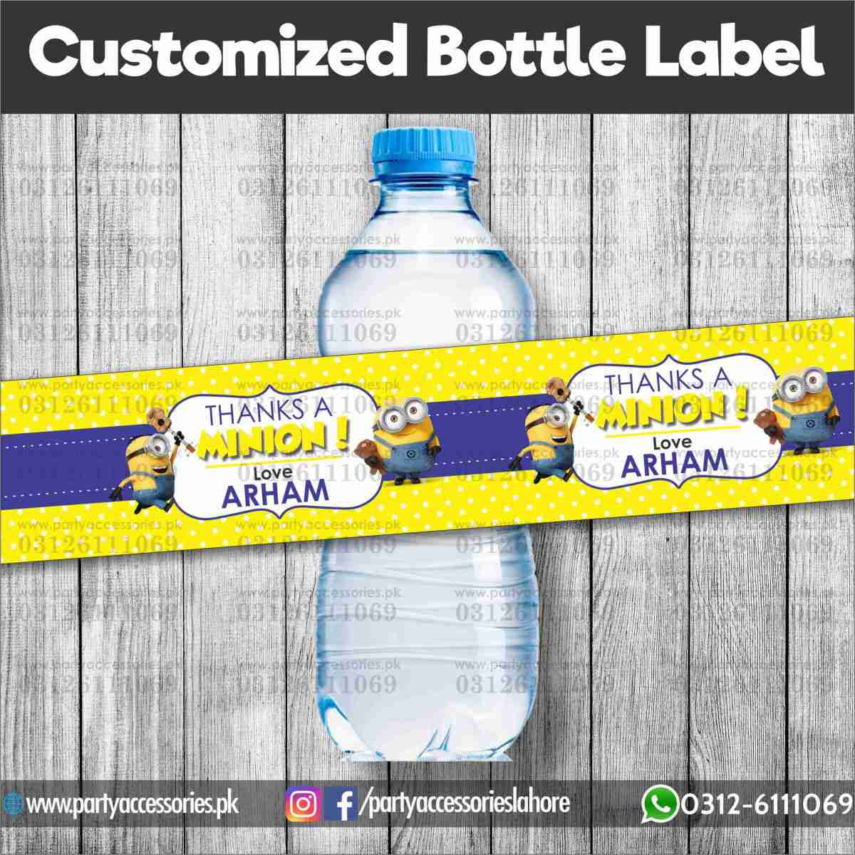 Minion Bottle Labels: 6-Pack Custom Party Decorations ...