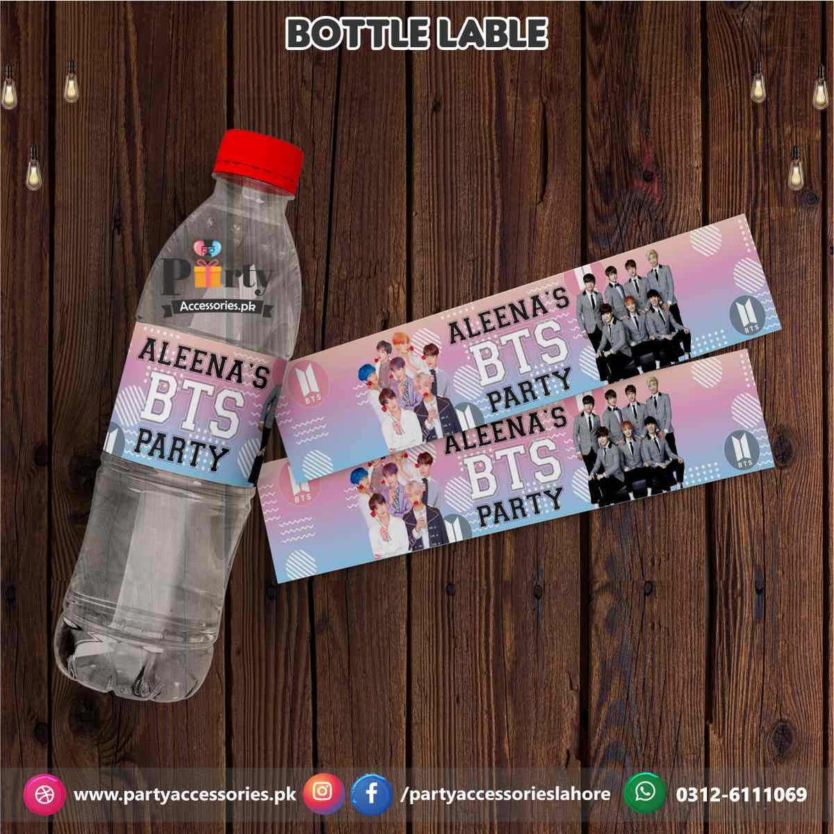 BTS-Themed Customized Bottle Labels for Party Decoration (Pack of 6 ...