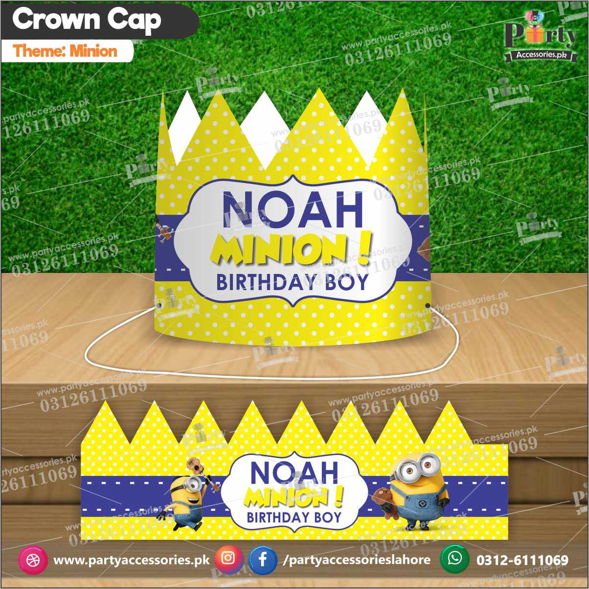 Customized Minion Crown Cap | 100% Personalized Birthday Accessory ...
