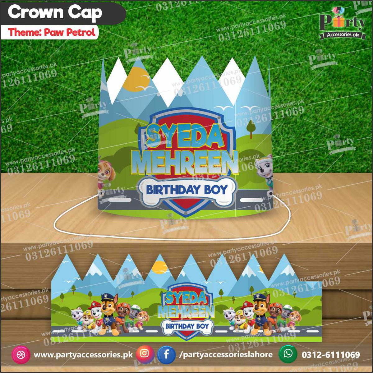 PAW Patrol Birthday Crown Cap | 100% Customizable – PartyAccessories.com.pk