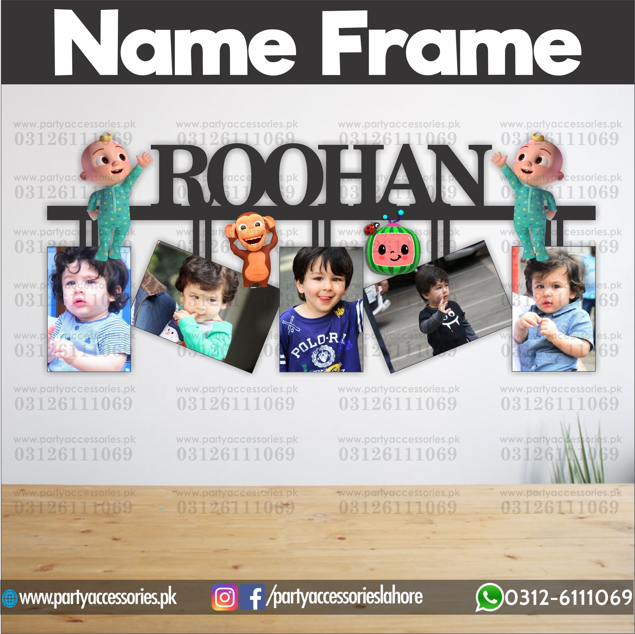 Cocomelon theme wall decorations | Customized wall name frame ...