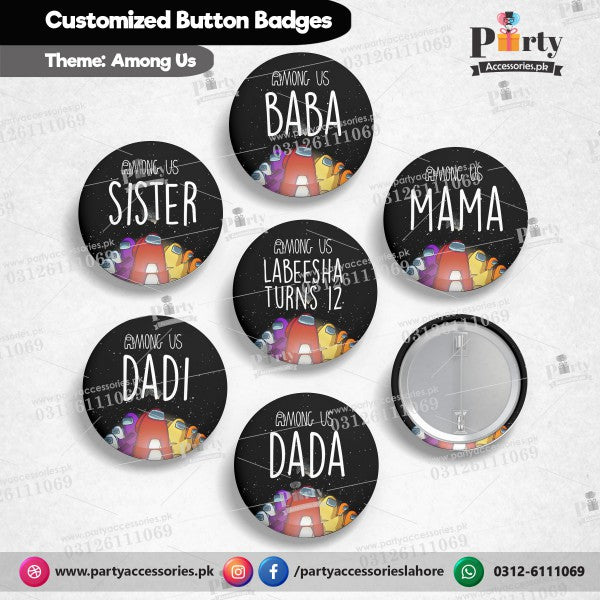 Among Us Button Badges: 6-Pack Customizable Party Decorations ...