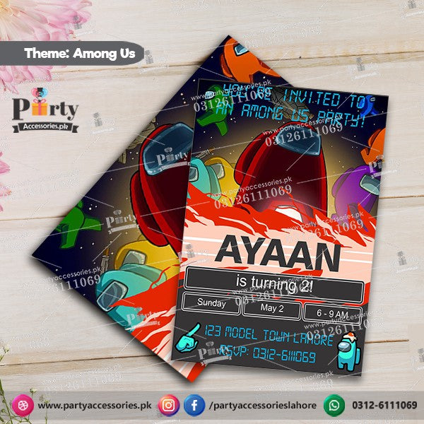 Among Us Theme Invitations | Custom Birthday Party Cards ...