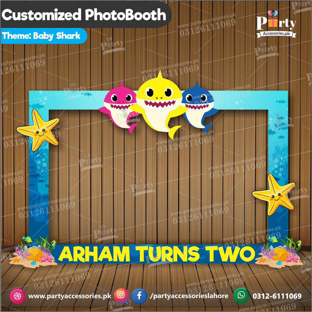 Baby Shark Photo Booth Frame Custom Party Prop | Birthday Decorations ...