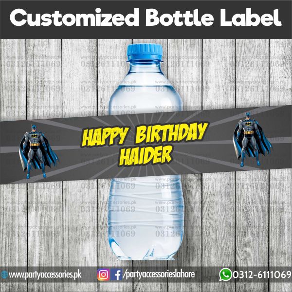 Customized Batman Bottle Labels (Pack of 6) for Birthday Parties ...