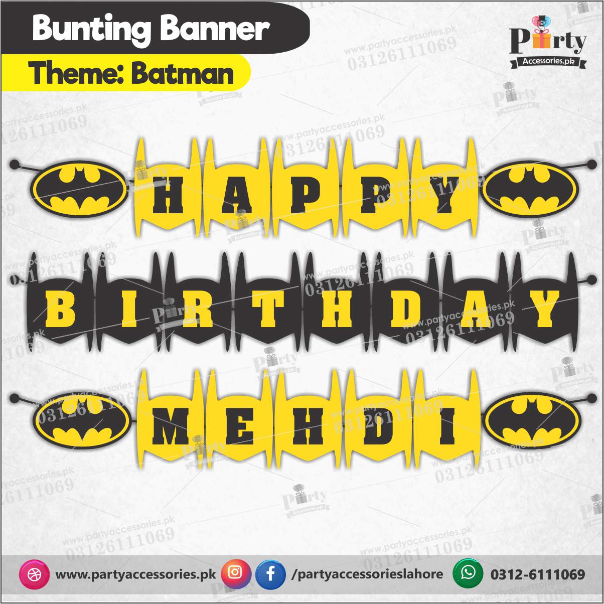 Batman Birthday Bunting Banner Cutouts | Party Wall Decorations ...