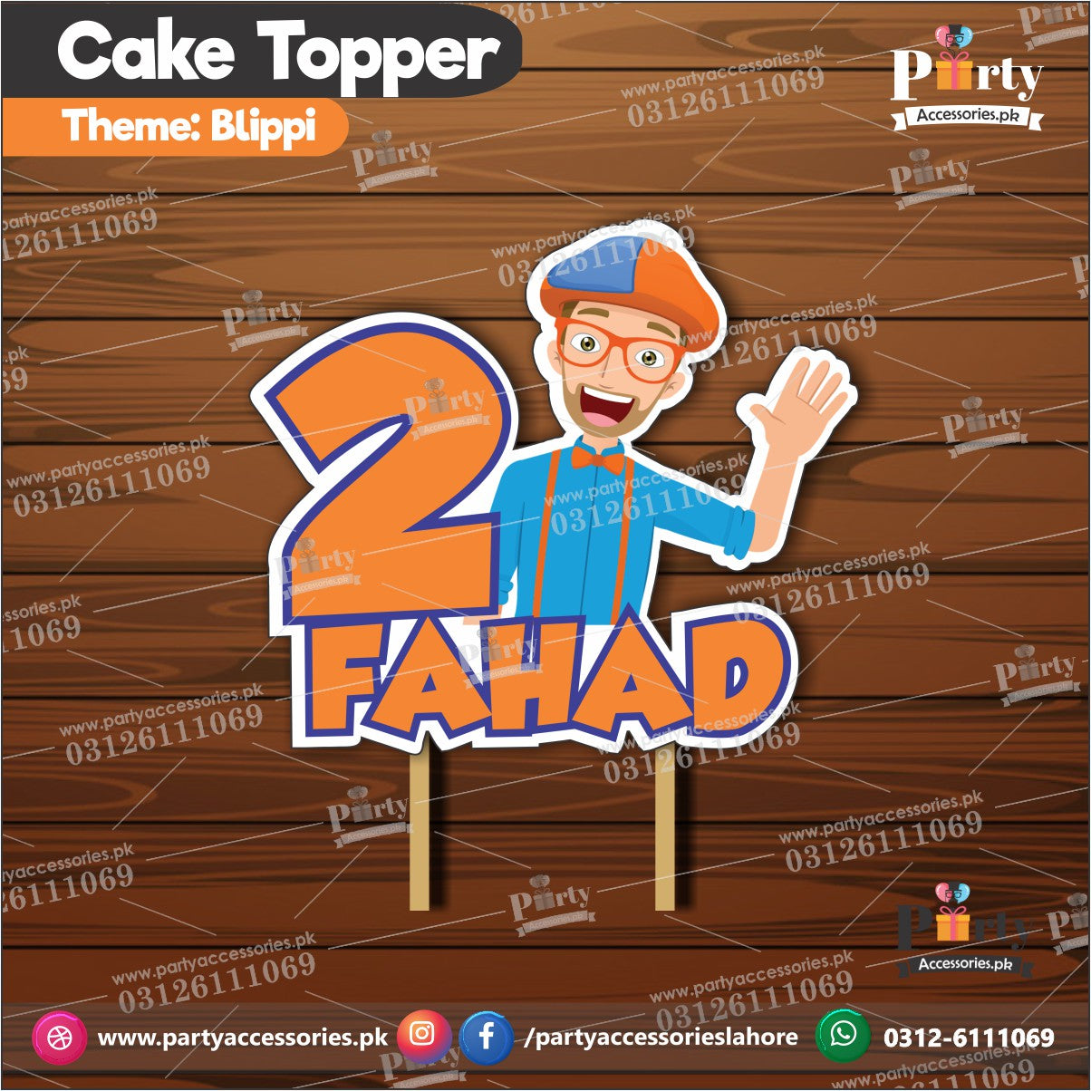 Personalized Blippi Cake Topper: 3-in-1 Party Decoration ...