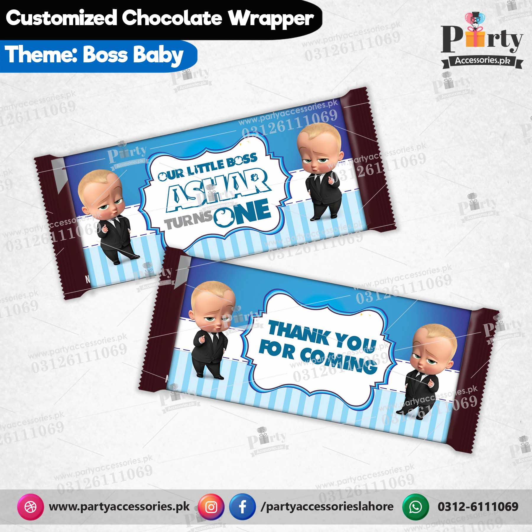 Boss Baby theme table decoration Customized chocolate wraps (6 pcs ...