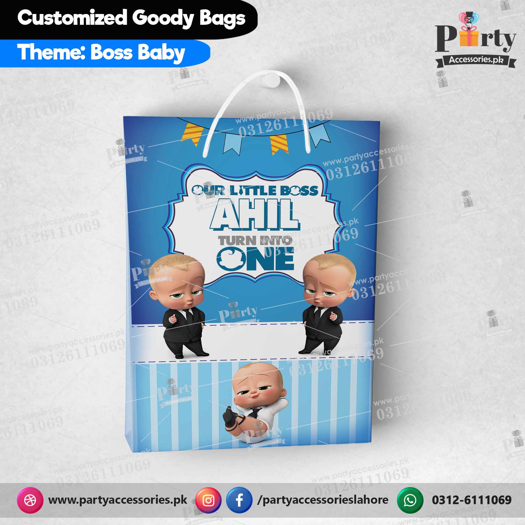 Boss Baby Party Favors: 6-Pack Customized Goody Bags – PartyAccessories ...