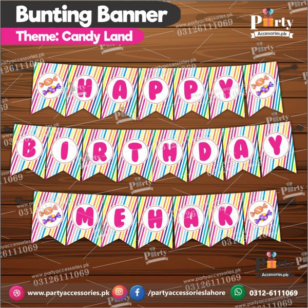 Customized Candy-land theme Birthday bunting Banner – PartyAccessories ...