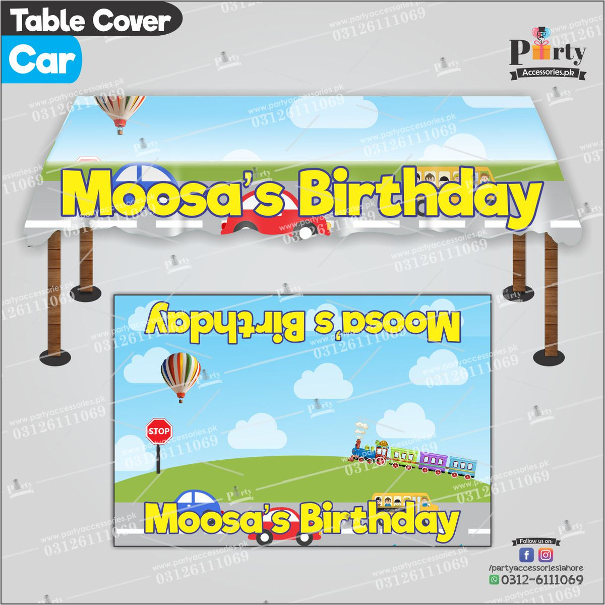 Customized Cars Theme Birthday table top sheet – PartyAccessories.com.pk