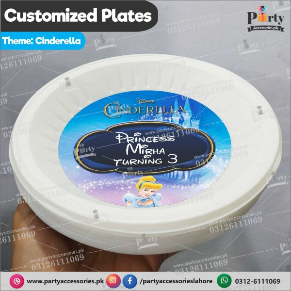 Cinderella-Themed Disposable Plates with Custom Labels (Pack of 6 ...