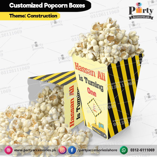 Construction themed birthday party Customized Popcorn boxes ...