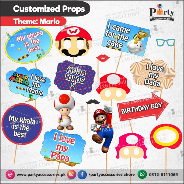 15-Piece Super Mario Party Props Set | Birthday Decorations ...