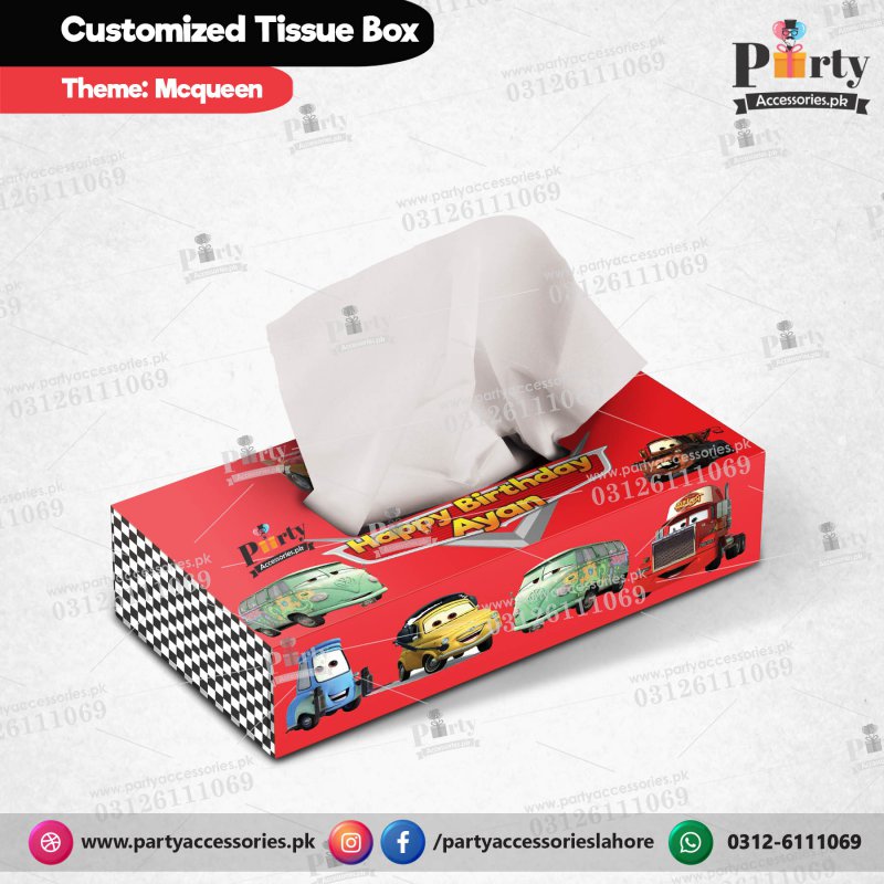 McQueen Theme Customized Tissue Box Cover for Party Decor ...