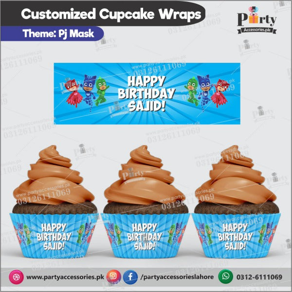 Customized PJ Mask theme Table decoration Cupcake wraps ...