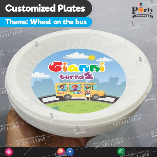 Customized disposable Paper Plates in Wheels on the Bus theme party ...