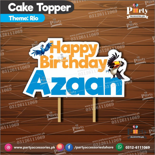 Customized card cake topper for birthday in Rio theme ...