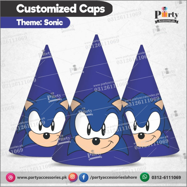 Sonic Birthday Cone Caps | 6-Pack Customized Party Hats ...