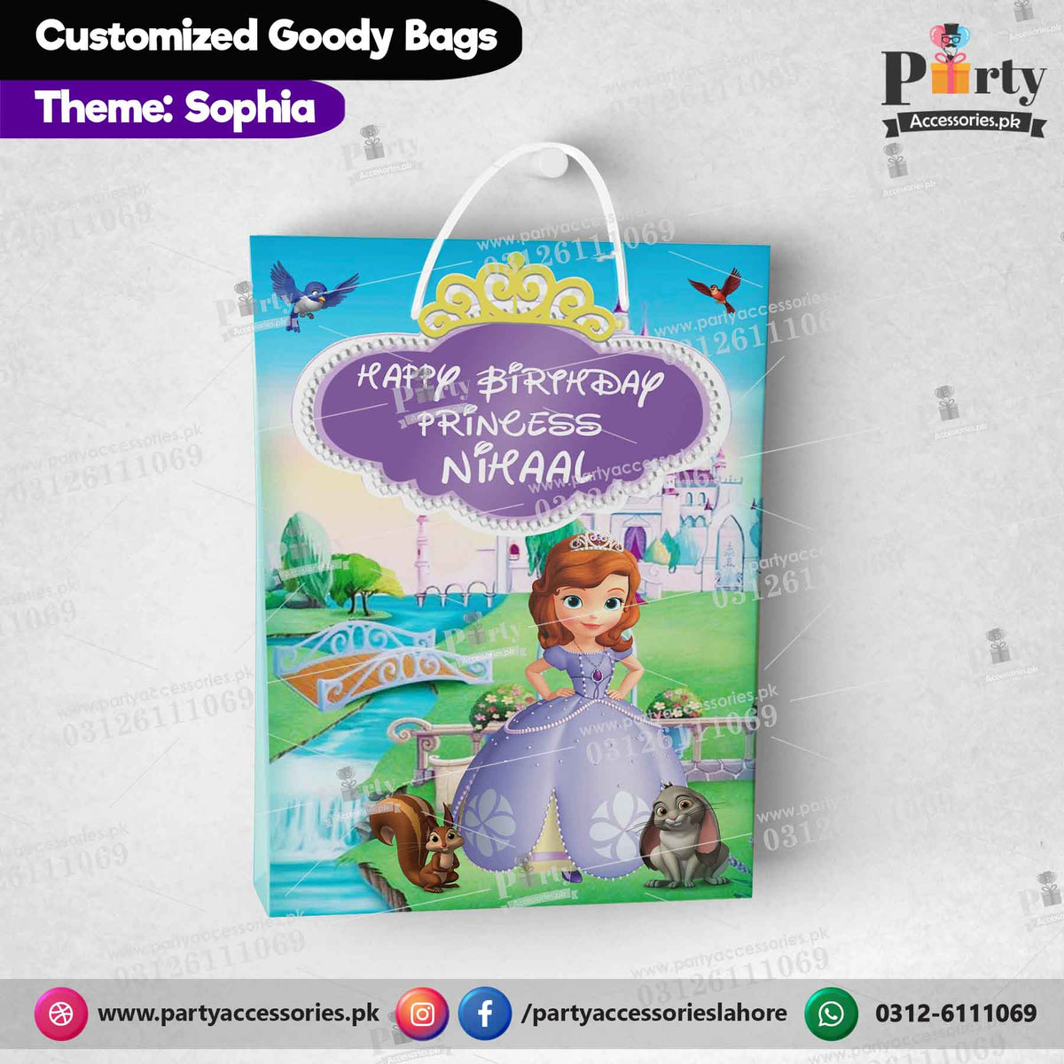 Exciting Sofia Theme: Beautiful Customized Goody Boxes 6pcs set ...