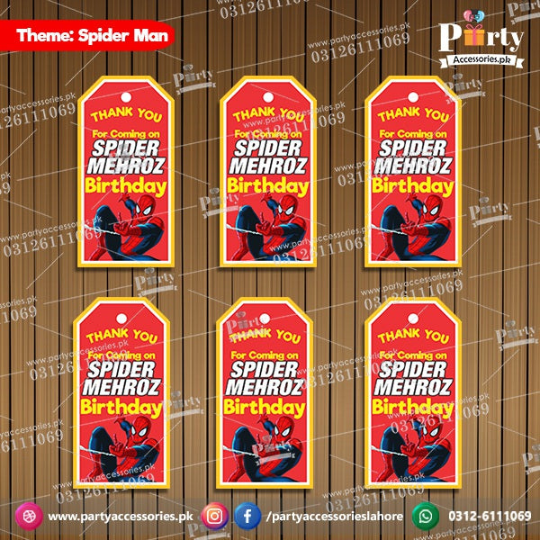 Spider Man theme birthday | Customized Gift / Thank you tags ...