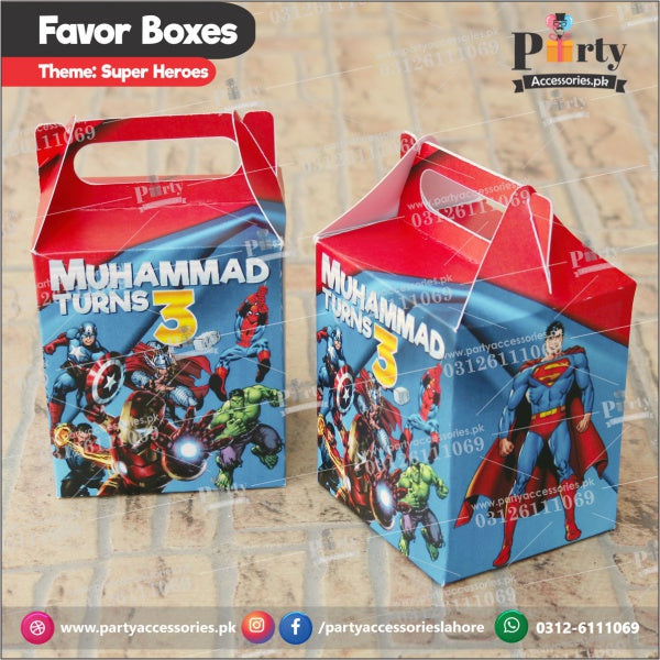 Super hero decorations Customized Favor / Goody Boxes with handle ...