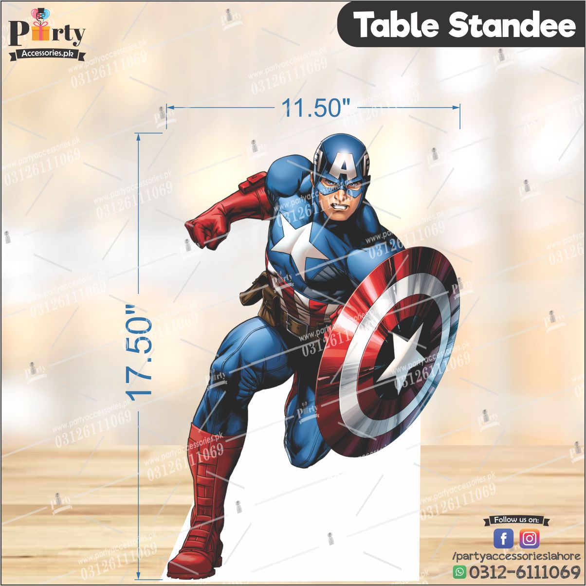 Captain America Table Standee for Birthday Party Decor ...