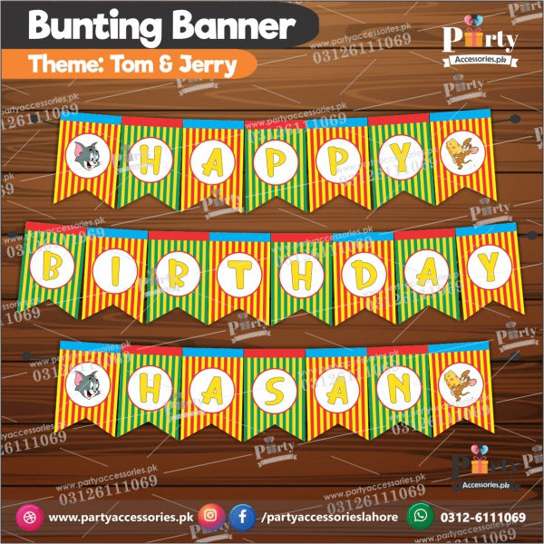 Customized Tom and Jerry theme Birthday bunting Banner ...
